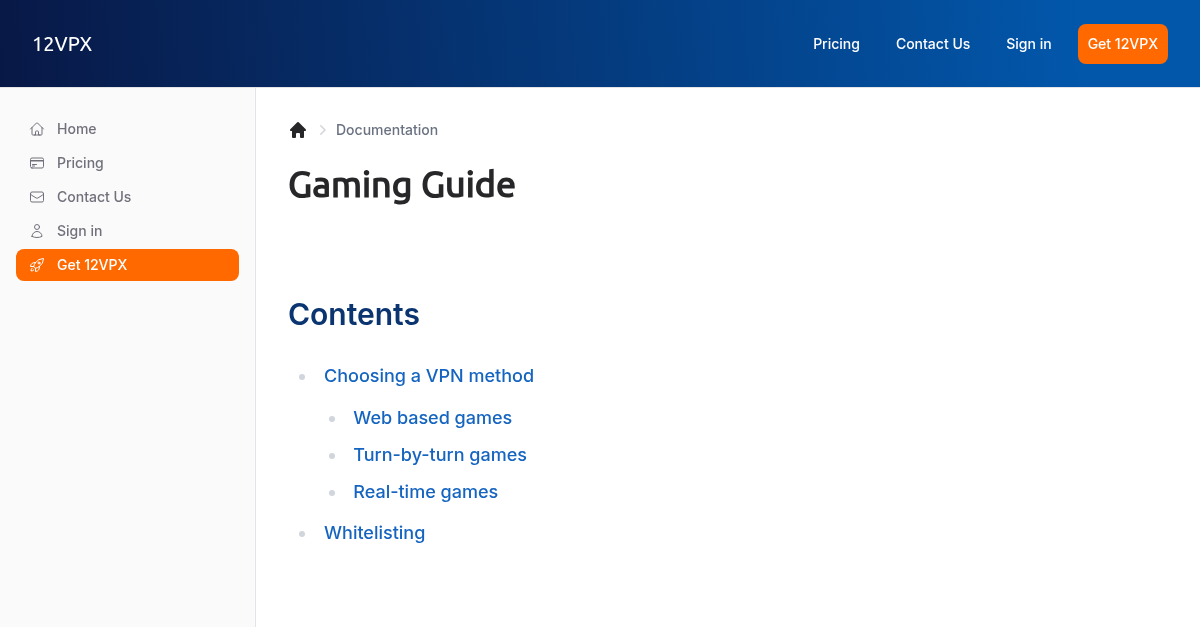 Gaming Guide - 12VPX